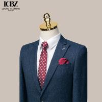 China Custom Men Slim Fit Business Suit Three Piece Tuxedo Wool Blend Fabric Sizes S to 3XL for sale