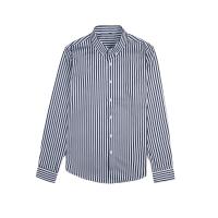 China Stand Collar Polyester Cotton Slim Fit Long Sleeve Striped Formal Shirt for Men 38-46 for sale