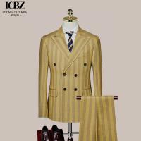 China Custom Men Double Breasted Suit for Business Wedding Wool Blend Fabric Sizes S to 3XL for sale