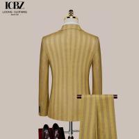 China Custom Men Double Breasted Suit for Business Wedding Wool Blend Fabric Sizes S to 3XL for sale