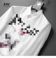 China Custom Logo Cotton Polyester Men's Fancy Shirt Casual Long Sleeve Sizes M to 5XL for sale