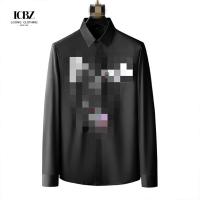 China Custom Logo Cotton Polyester Men's Fancy Shirt Casual Long Sleeve Sizes M to 5XL for sale