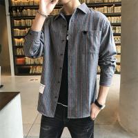 China Hong Kong Style Full Sleeve Striped Men's Shirt Polyester Spandex Cotton Blend Size up to 10XL for sale