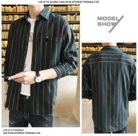 China Hong Kong Style Full Sleeve Striped Men's Shirt Polyester Spandex Cotton Blend Size up to 10XL for sale