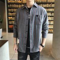 China Hong Kong Style Full Sleeve Striped Men's Shirt Polyester Spandex Cotton Blend Size up to 10XL for sale