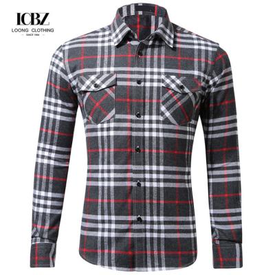 China Men's Cotton Flannelette Plaid Jacket with Double Pocket Sizes M to 4XL for sale