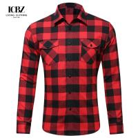 China Men's Cotton Flannelette Plaid Jacket with Double Pocket Sizes M to 4XL for sale