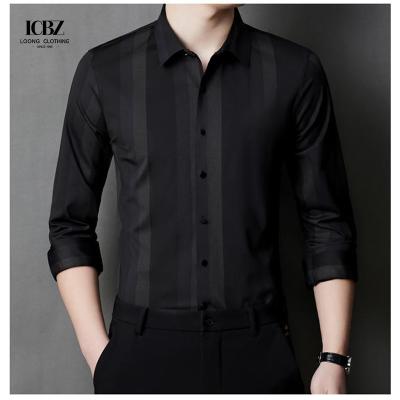 China Custom Vintage Plus Size Men's Shirt Stand Collar Long Sleeve Polyester Spandex Black XXL to 10XL for sale