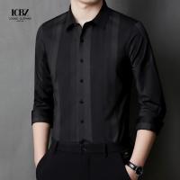 China Custom Vintage Plus Size Men's Shirt Stand Collar Long Sleeve Polyester Spandex Black XXL to 10XL for sale