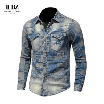 China Men's Retro Flower Shirt Casual Dress Shirt Polyester Cotton S-5XL Custom Logo for sale