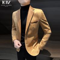 China Single Breasted Men's Leather Jacket End Splicing Design Casual Small Suit for Adults for sale