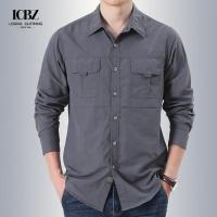 China Custom Logo Classic Check Navy 100% Cotton Men's Shirt Sizes M-4XL for sale