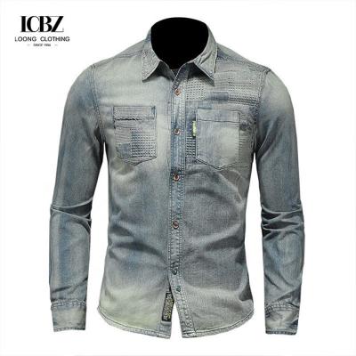 China Men's Retro Flower Full Sleeve Dress Shirt Polyester Cotton Sizes M to 5XL for sale
