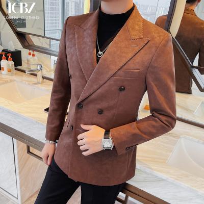 China Custom Men Suede Suit Jacket Business Casual Slim Fit Blazer S-3XL Wool Blend Fabric for sale