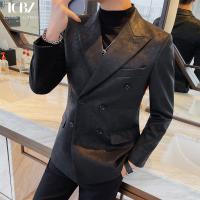 China Custom Men Suede Suit Jacket Business Casual Slim Fit Blazer S-3XL Wool Blend Fabric for sale