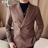 China Custom Men Suede Suit Jacket Business Casual Slim Fit Blazer S-3XL Wool Blend Fabric for sale