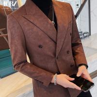 China Custom Men Suede Suit Jacket Business Casual Slim Fit Blazer S-3XL Wool Blend Fabric for sale