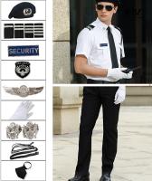 China Polyester Cotton Gray Black Security Guard Uniform Set with Customized Logo Printing for sale