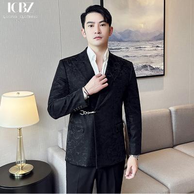 China Custom Logo Men's Leather Suit Jacket Peaked Style Sizes S to 3XL for Casual Formal Wear for sale