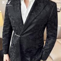 China Custom Logo Men's Leather Suit Jacket Peaked Style Sizes S to 3XL for Casual Formal Wear for sale