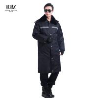 China Custom Logo Black Winter Coat Security Uniform Set Polyester Cotton Sizes S-3XL for sale