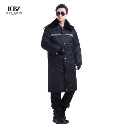 China Custom Logo Black Winter Coat Security Uniform Set Polyester Cotton Sizes S-3XL for sale