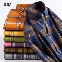 China Men's Cotton Plaid Button Collar Shirt Versatile Cardigan Top Sizes Up to 10XL for sale