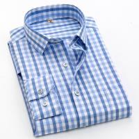 China Custom Logo Slim Fit Men's Dress Shirt 100% Cotton Plaid Long Sleeve Sizes S-10XL for sale