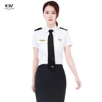 China Custom Airline Pilot Shirt Stewardess Uniform Polyester Cotton Blend S-3XL Logo Accepted for sale