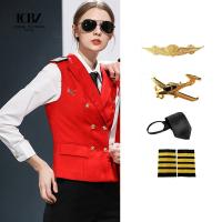 China Customized Airline Flight Attendant Long Sleeve Shirt Polyester Cotton Sizes S to 3XL for sale