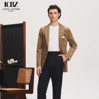 China Custom Men Khaki Corduroy Casual Slim Suit Blazer Jacket with Zipper Fly S-3XL for sale