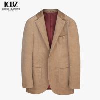 China Custom Men Khaki Corduroy Casual Slim Suit Blazer Jacket with Zipper Fly S-3XL for sale