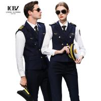 China Customized Airline Flight Attendant Long Sleeve Shirt Polyester Cotton Sizes S to 3XL for sale