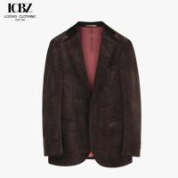 China Custom Men Khaki Corduroy Casual Slim Suit Blazer Jacket with Zipper Fly S-3XL for sale