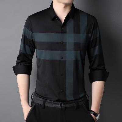 China Striped Polyester Cotton Slim Fit Long Sleeve Shirt for Men Sizes S to XXL for sale