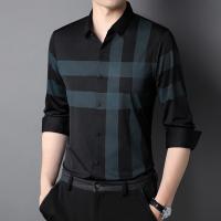 China Striped Polyester Cotton Slim Fit Long Sleeve Shirt for Men Sizes S to XXL for sale