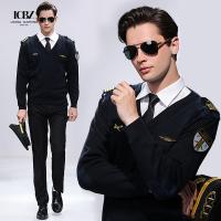 China Custom Airline Pilot Vest Uniform White Black Stewardess Shirt Polyester Cotton S-3XL for sale