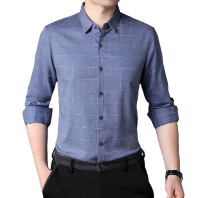 China Polyester Viscose Custom Logo Long Sleeve Shirt for Men Casual with Lining Size S-XXL for sale