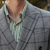 China Custom Gray Wool Plaid Men Business Suit for Groom Wedding Dress Size S-3XL for sale