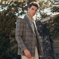 China Custom Gray Wool Plaid Men Business Suit for Groom Wedding Dress Size S-3XL for sale