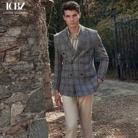 China Custom Gray Wool Plaid Men Business Suit for Groom Wedding Dress Size S-3XL for sale