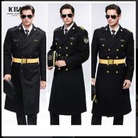 China Property Security Work Uniform 100% Cotton Aviation Captain Black Woolen Coat for Men for sale