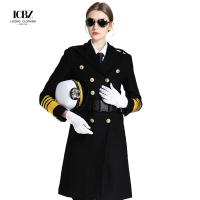 China Customizable Unisex Woolen Jacket Captain Long Coat Thickened Winter Uniform Sizes S to 3XL for sale