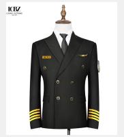 China Custom Airline Pilot Uniforms for Men Women Polyester Cotton Fabric S to 3XL for sale
