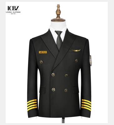 China Custom Airline Pilot Uniforms for Men Women Polyester Cotton Fabric S to 3XL for sale