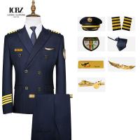 China Custom Airline Pilot Uniforms for Men Women Polyester Cotton Fabric S to 3XL for sale