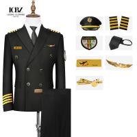 China Custom Airline Pilot Uniforms for Men Women Polyester Cotton Fabric S to 3XL for sale