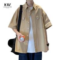 China Custom Short Sleeve Poplin Dress Shirts for Men Cotton Blend Sizes S to 3XL for sale