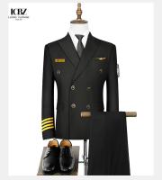 China Custom Airline Pilot Uniforms for Men Women Polyester Cotton Fabric S to 3XL for sale