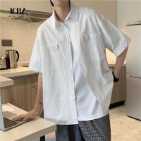 China Custom Short Sleeve Poplin Dress Shirts for Men Cotton Blend Sizes S to 3XL for sale
